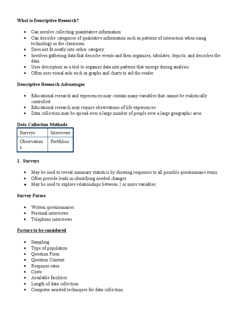 What Is Descriptive Research | PDF | Survey Methodology | Data