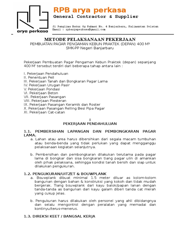 Metode Pelaksanaan Pekerjaan | PDF