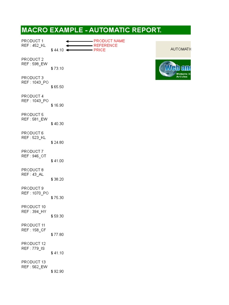 Macro Excel Example - Automatic Report | PDF | Business