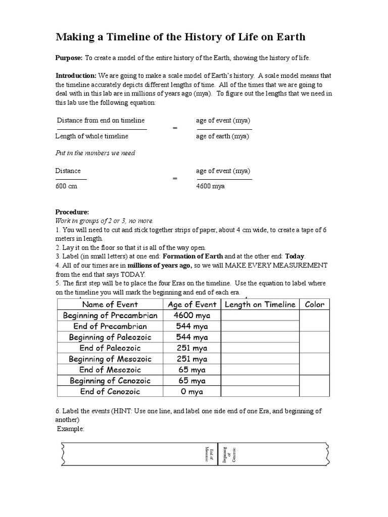 Making A Timeline of The History of Life On Earth | PDF | Year | Metre