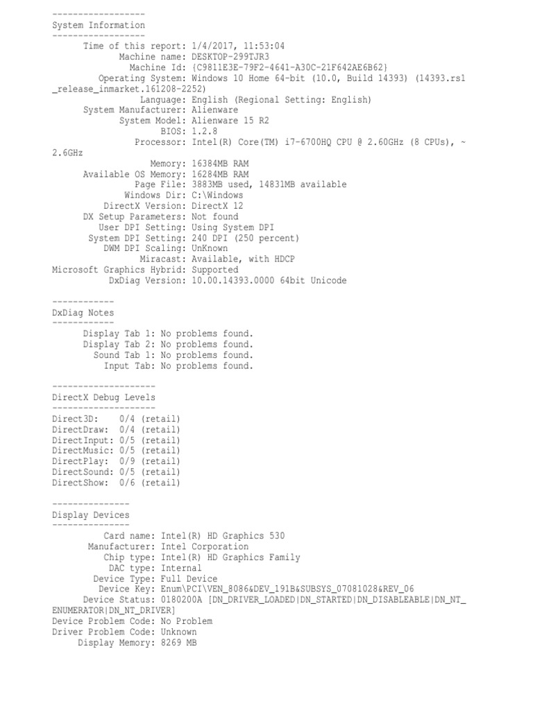 DX Diag | PDF | Device Driver | System Software