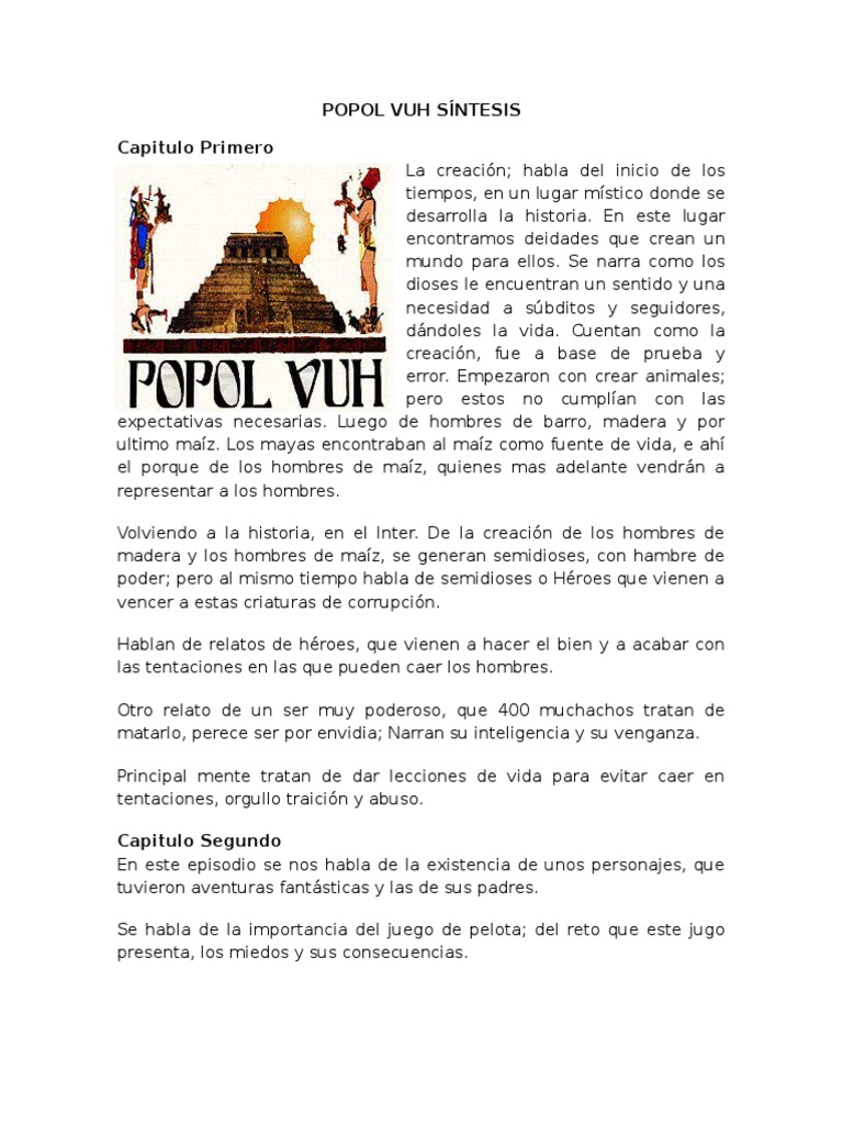 Popol Vuh Síntesis | PDF | Códice | azteca