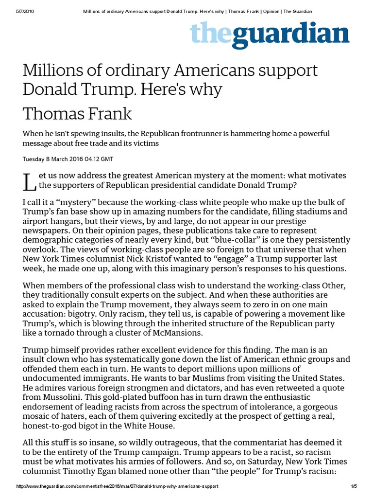 Why Americans Support Donald Trump | PDF | Donald Trump | American ...