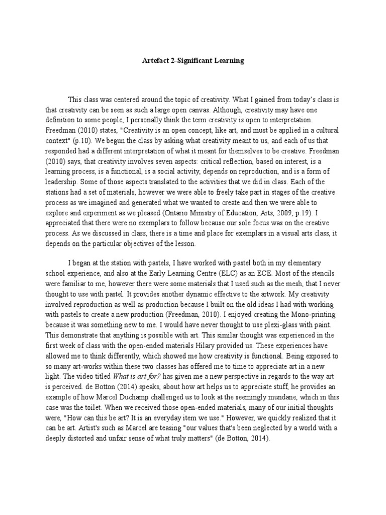 Artefact 2 Visual Arts | PDF | Works Of Art | Creativity