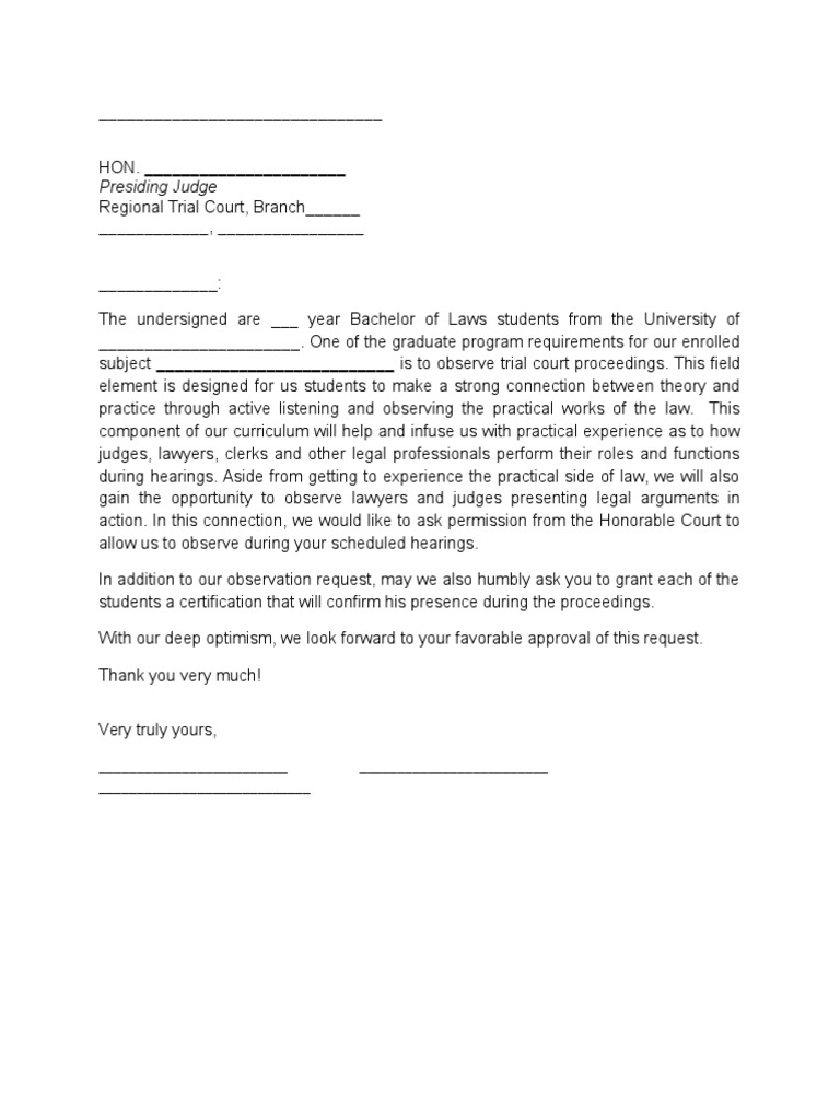 Sample Letter Court | PDF