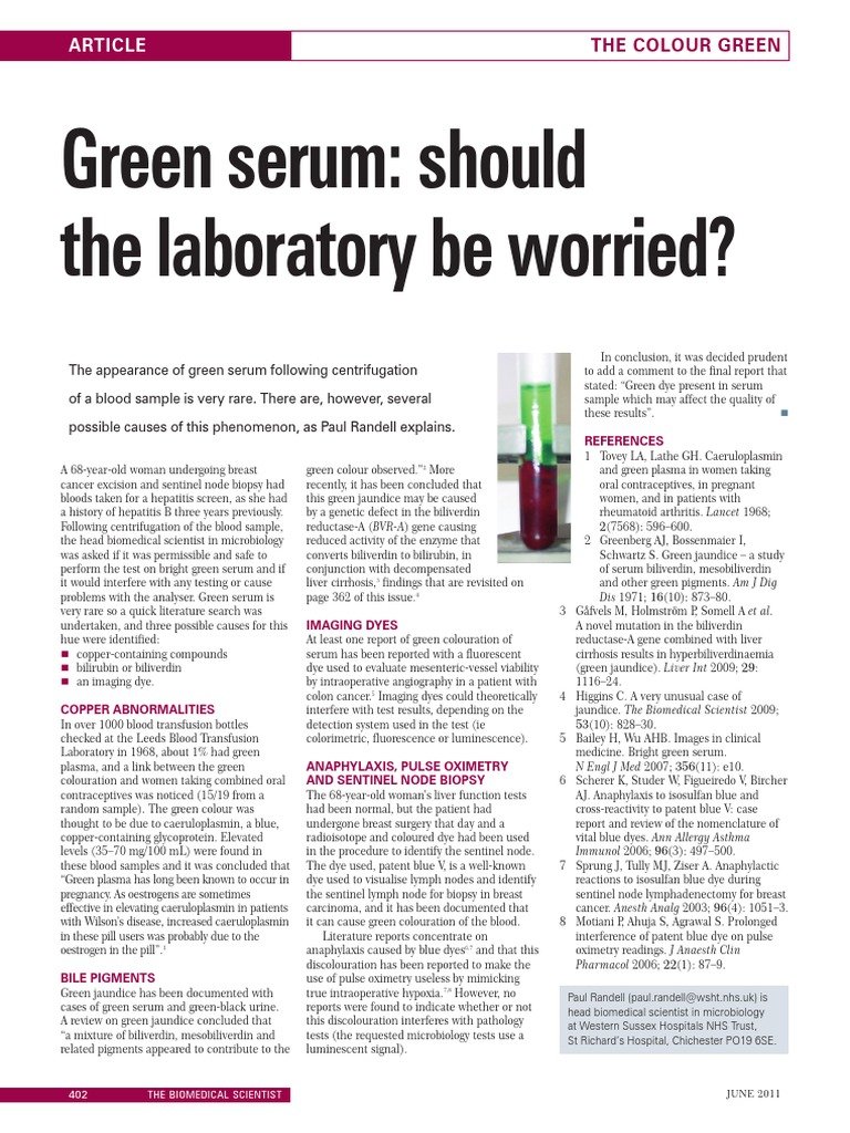 Green Serum | PDF | Blood Plasma | Medical Specialties