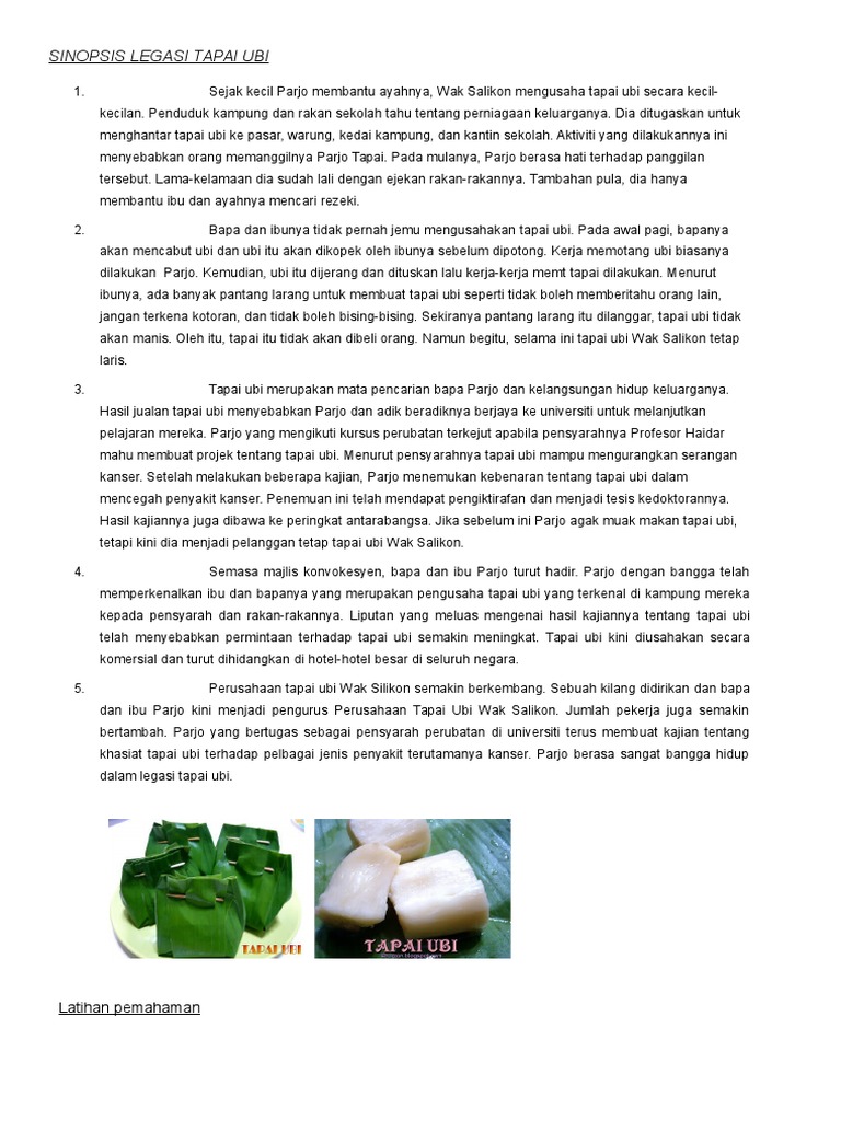 Sinopsis Legasi Tapai Ubi | PDF
