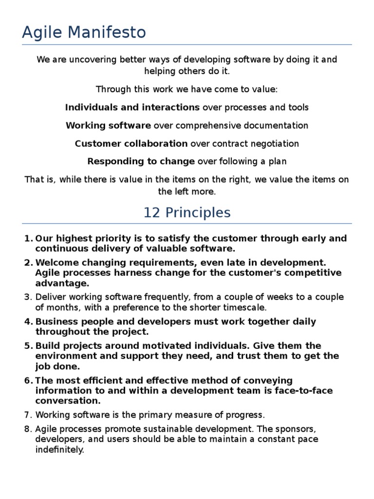 12 Principles of Agile Manifesto | PDF