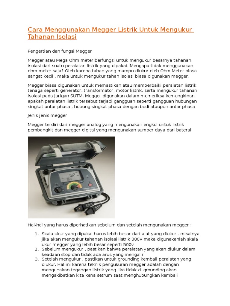 Panduan Menggunakan Megger Listrik | PDF
