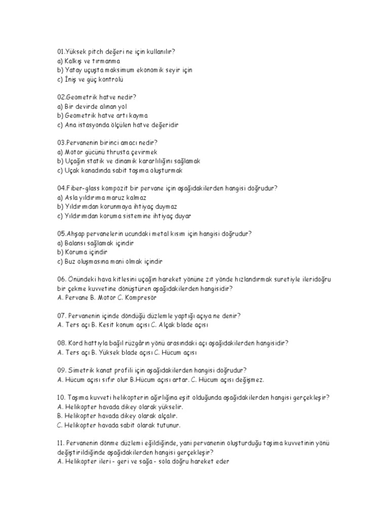 Modül 17 Pervane Sorular 73 Tane 2 | PDF