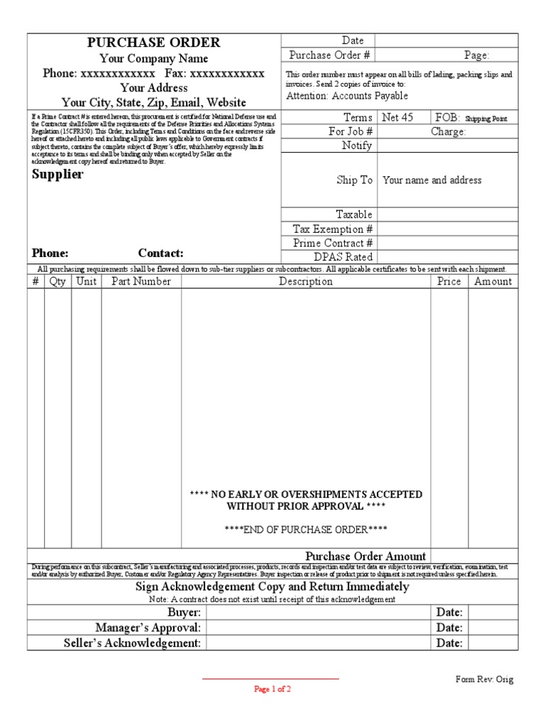 Purchase Order Rev Orig | PDF | Government Procurement In The United ...