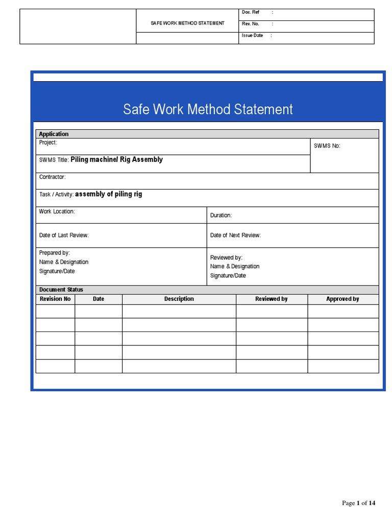 SWMS Piling Machine Assembly RK | PDF | Crane (Machine) | Risk