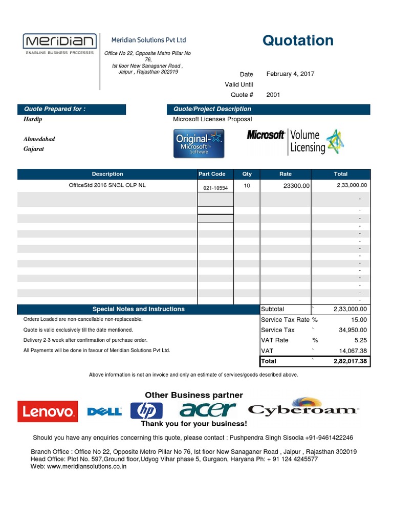 Microsoft Paper License Quote | PDF | Taxation | Payments