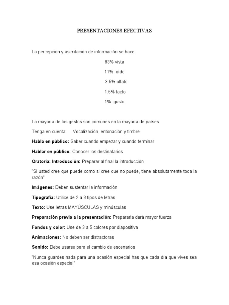 Presentaciones Efectivas | PDF