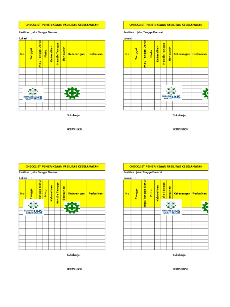 Checklist Tangga Darurat | PDF