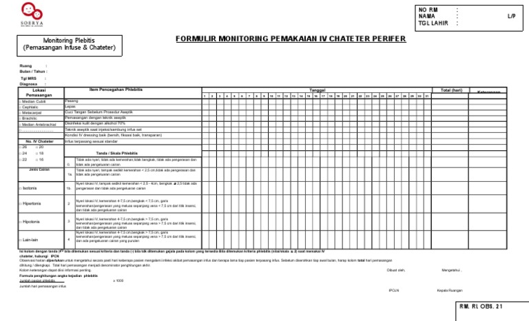 10.a Formulir Phlebitis | PDF