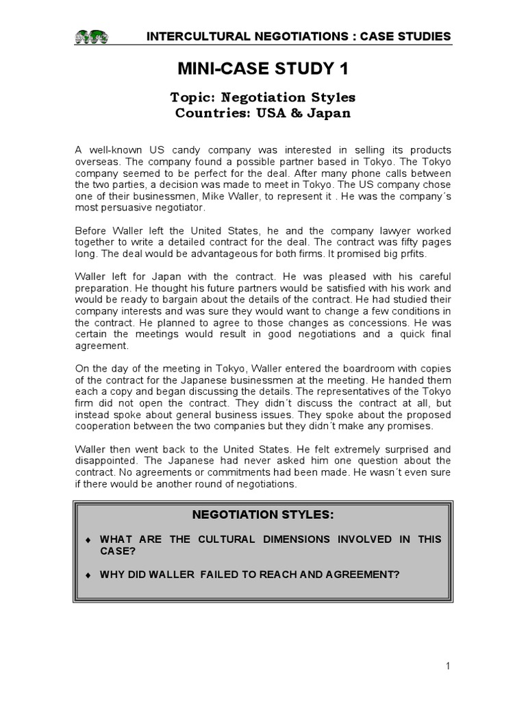 Intercultural Negotiation Cases | PDF | Negotiation | Nigeria