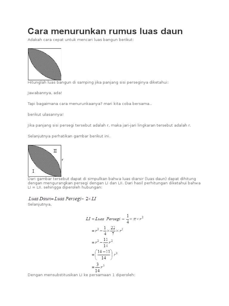 Cara Menghitung Luas Daun Secara Cepat | PDF