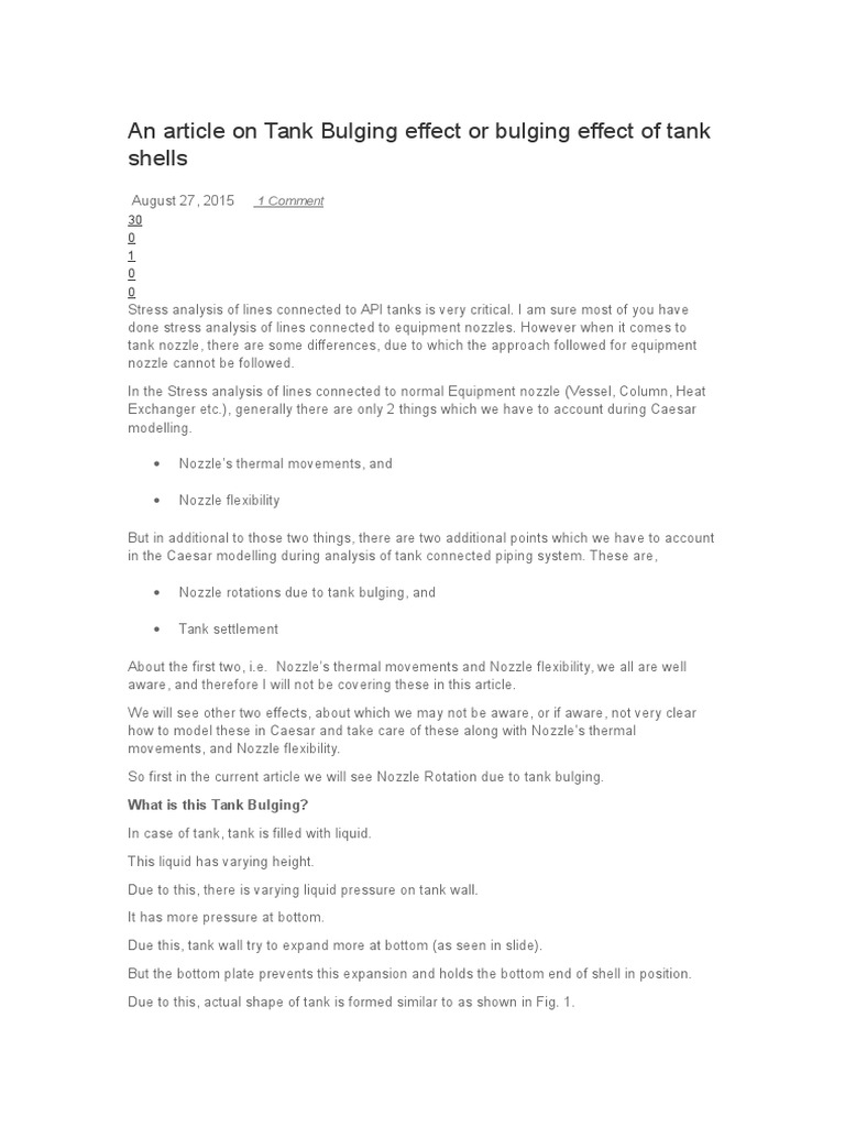 An Article On Tank Bulging Effect or Bulging Effect of Tank Shells ...
