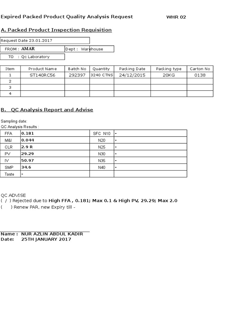 Warehouse QC Analysis Report | PDF