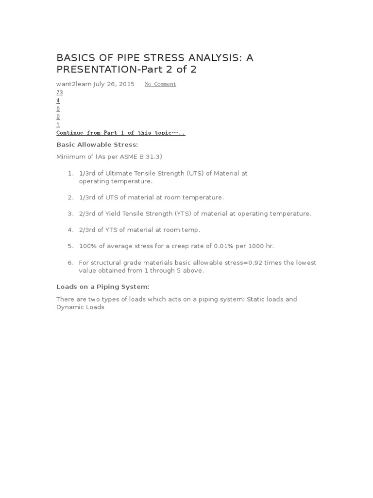 Basics of Pipe Stress Analysis A Presentation-Part 2 of 2 | PDF ...
