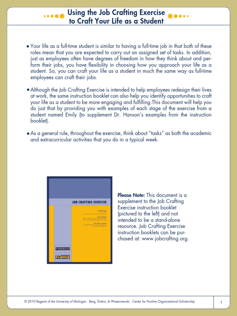 Job Crafting Exercise PDF | PDF | Homework | Test (Assessment)