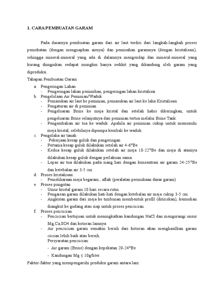 Tahapan Proses Pembuatan Garam | PDF