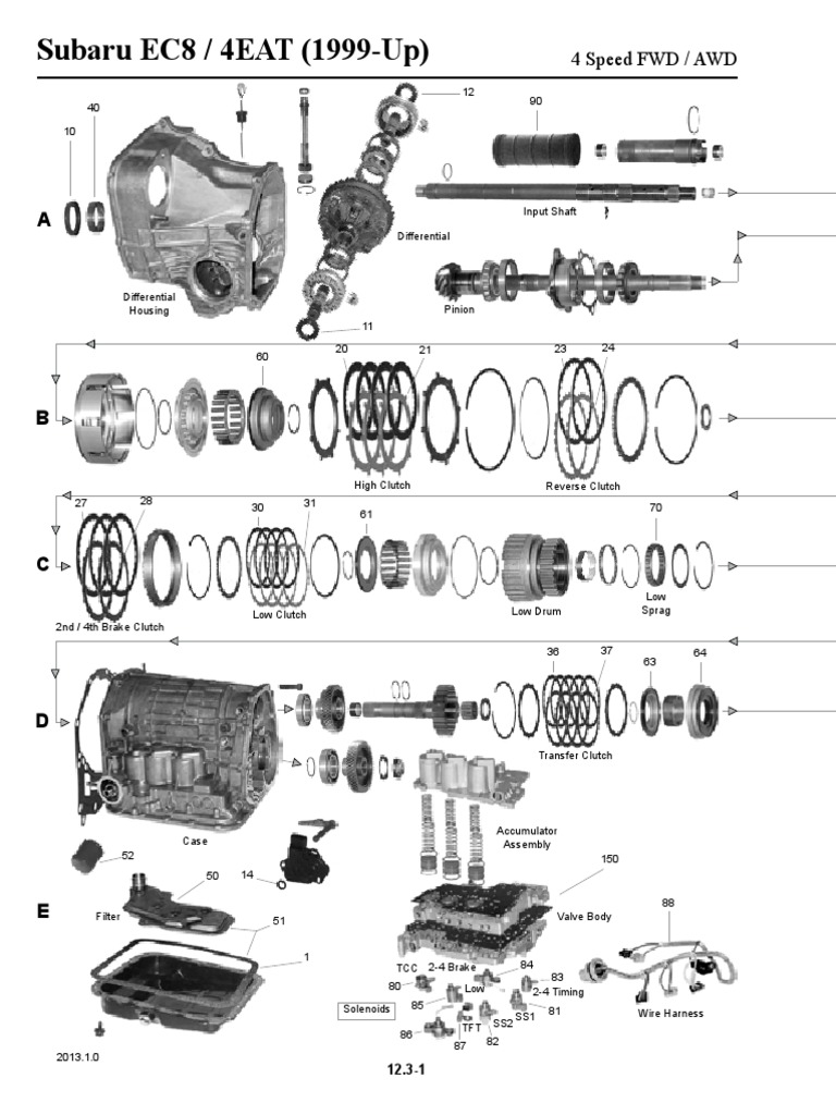 Exploded View of the Subaru 4-Speed Automatic Transmission with ...