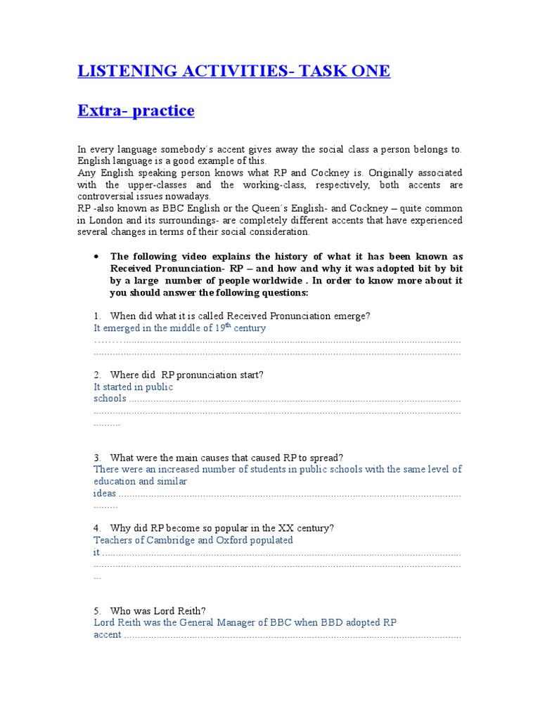 50087299-Listening Activity 1 RP - Cockney | PDF | Accent ...