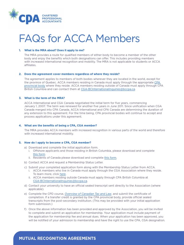 IC FAQ For ACCA Members Factsheet | PDF | Certified Public Accountant ...