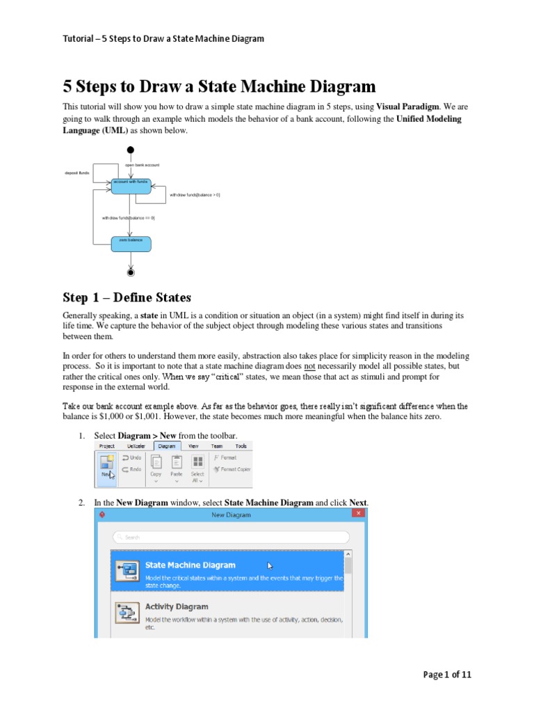 5 Steps To Draw A State Machine Diagram | PDF | Unified Modeling ...