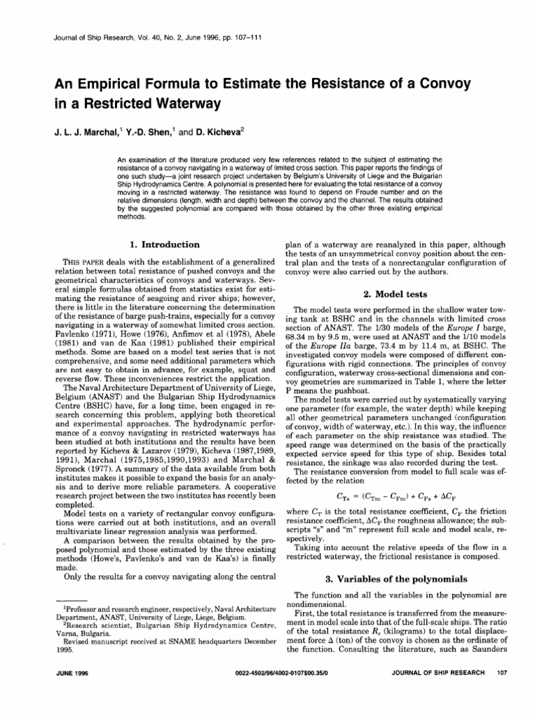 An Empirical Formula To Estimate The Resistance of A Convoy | PDF | Naval Architecture | Polynomial