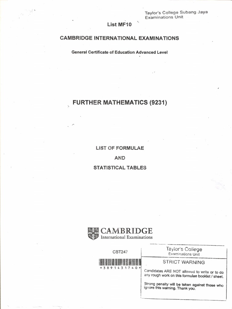 MF10 Further Mathematics
