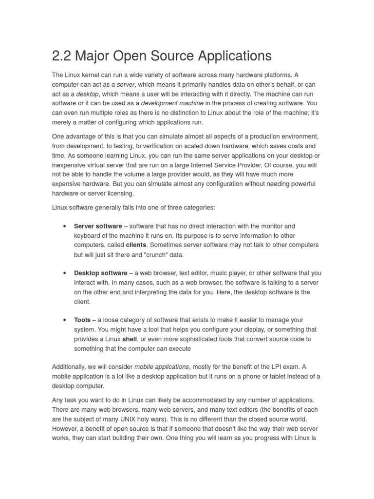 2.2 Major Open Source Applications: Server Software - Software That Has ...