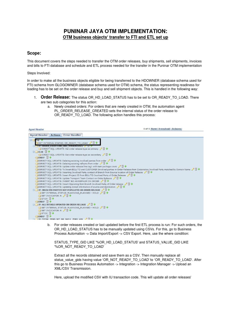 ETL Transfer Process For Puninar Jaya OTM Implementation | PDF | Comma Separated Values | Xml Schema