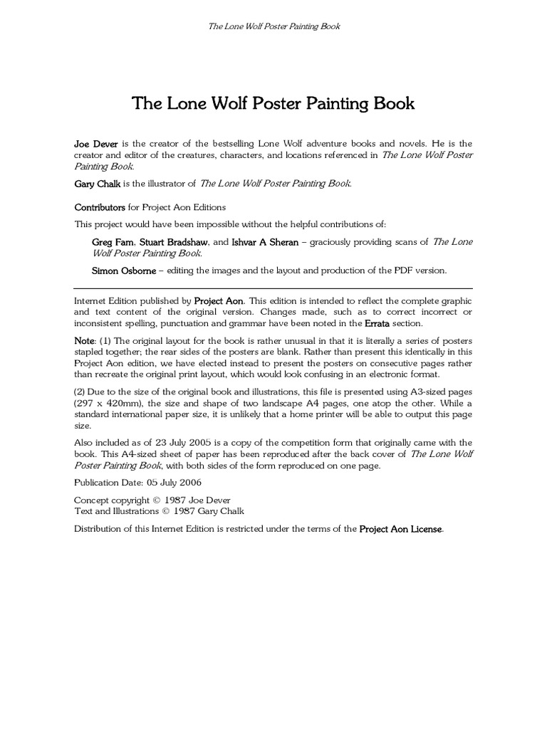 Lone Wolf Poster Book PDF | PDF | License | Legal Personality
