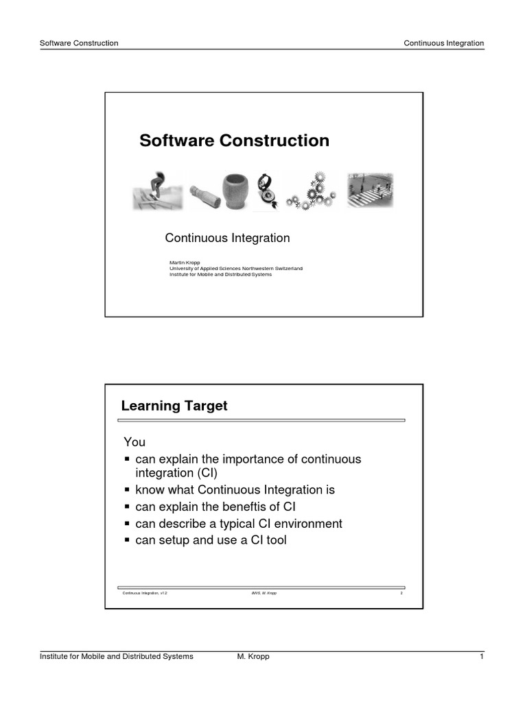 Software Construction: Continuous Integration | PDF | Information Technology Management ...