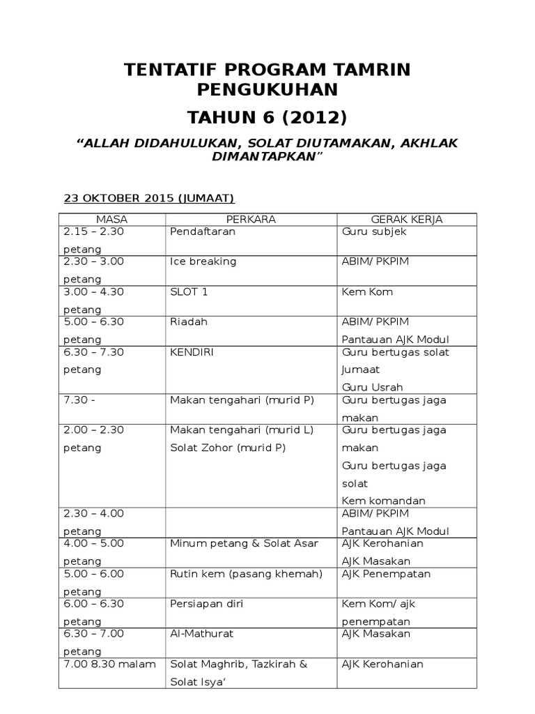 Tentatif Program Nasyid | PDF