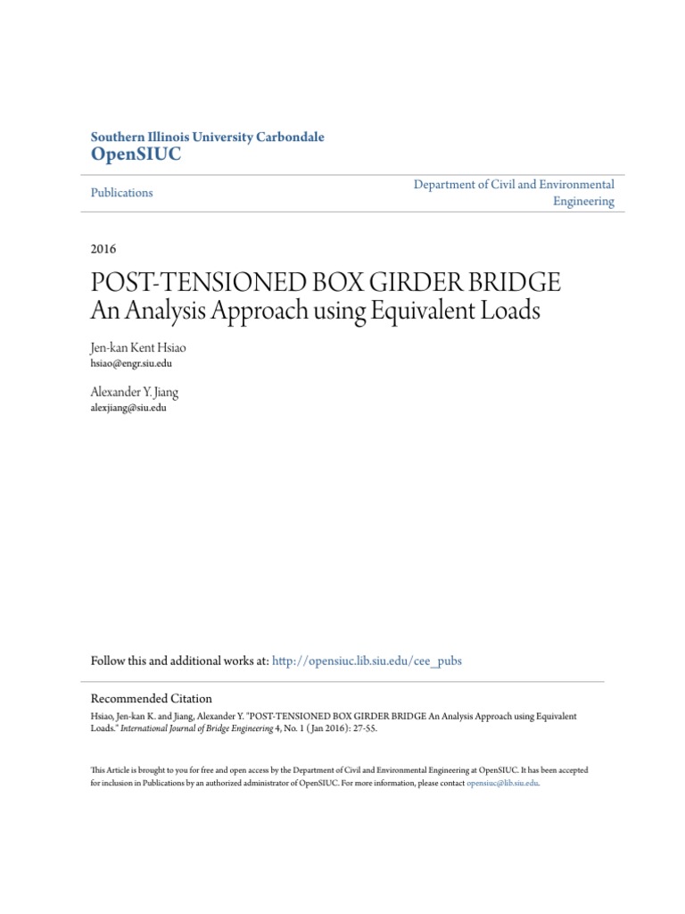 Post-Tensioned Box Girder Bridge An Analysis Approach Using Equiv | PDF ...