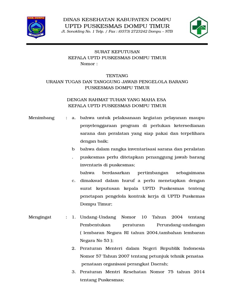 Dinas Kesehatan Kabupaten Dompu | PDF