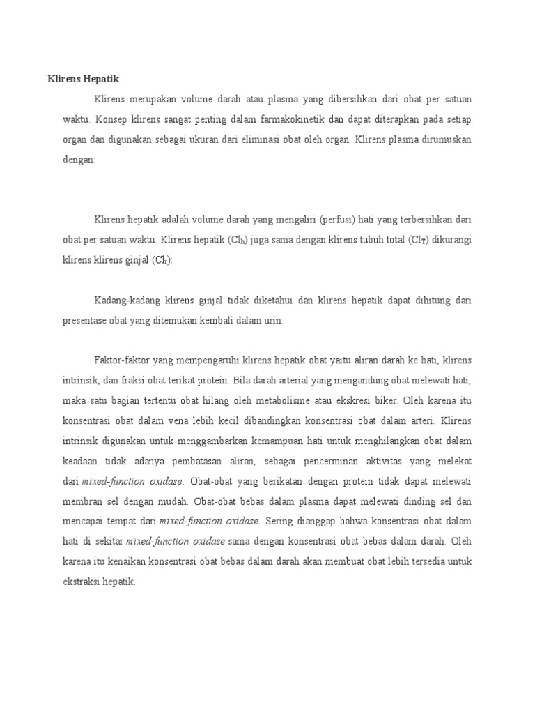 Klirens Hepatik | PDF