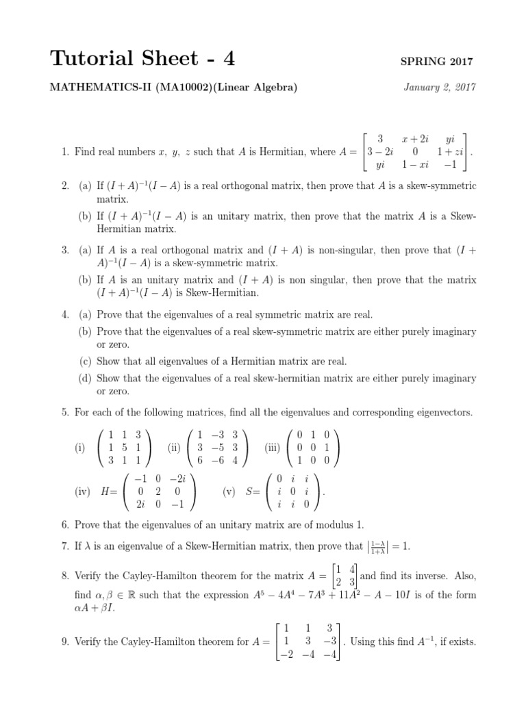Tutorial Sheet-4 PDF | PDF