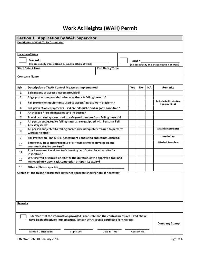Work at Heights Permit | PDF | Risk Assessment | Risk