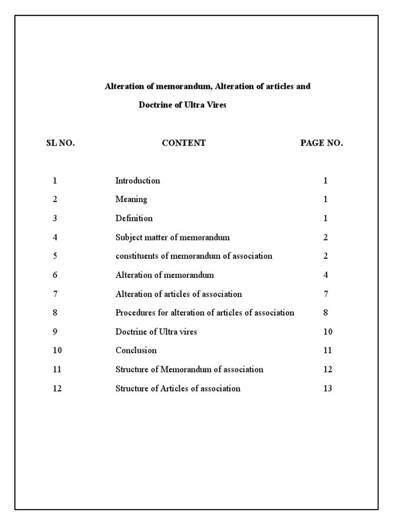 Alteration of Memorandum | PDF