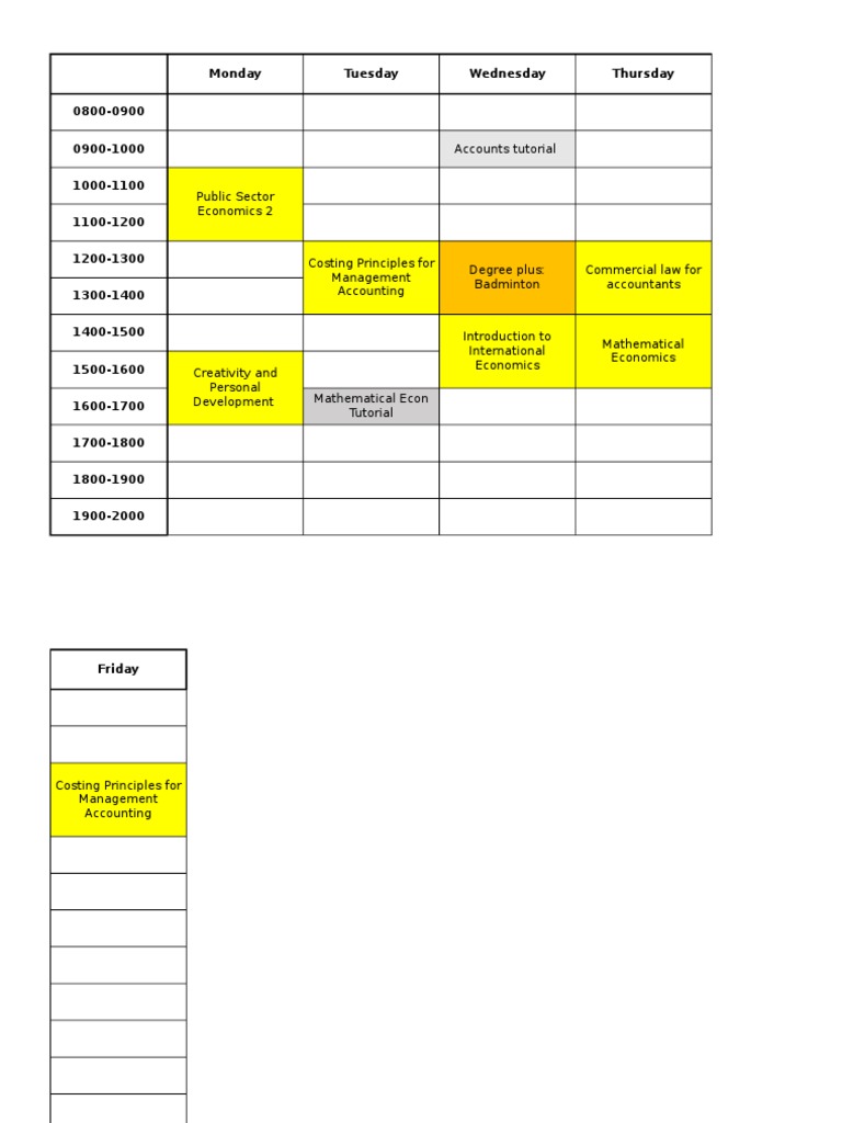 Timetable-Draft | PDF | Business