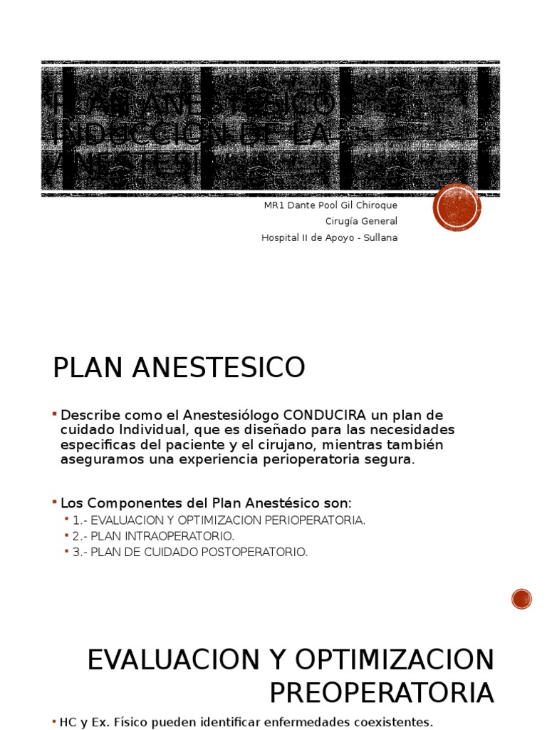 Plan Anestesico e Induccion de La Anestesia | PDF | Anestesia ...
