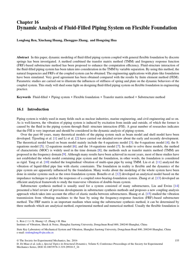 c16 Dynamic Analysis of Fluid-Filled Piping System On Flexible Foundation | PDF