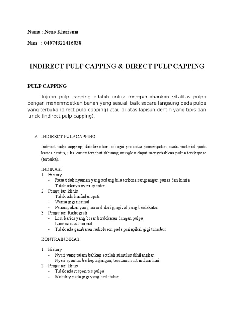 Indirect Pulp Capping | PDF