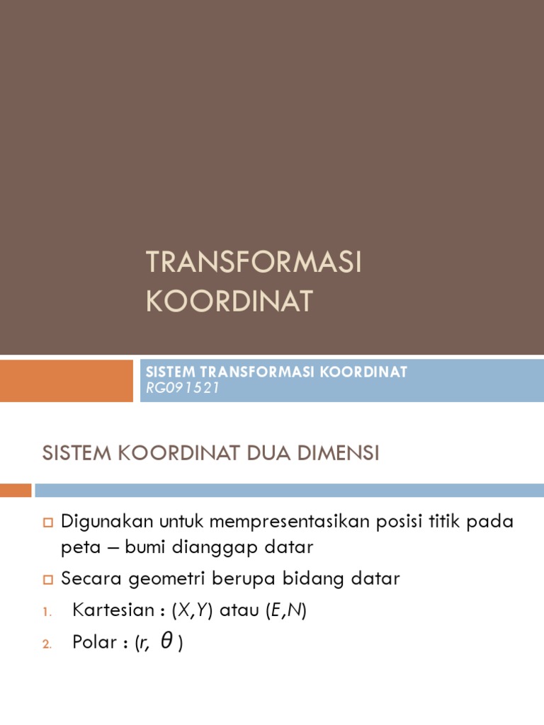 Transformasi Koordinat 2D & 3D | PDF