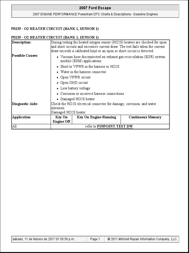 DTC P0135 Ford Explorer | PDF